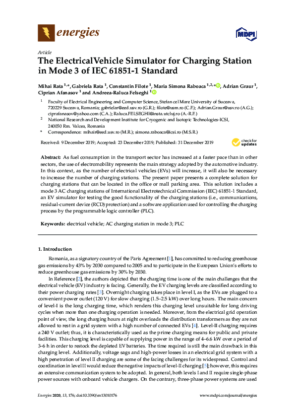 (PDF) The ElectricalVehicle Simulator for Charging Station in Mode 3 of IEC 61851-1 Standard
