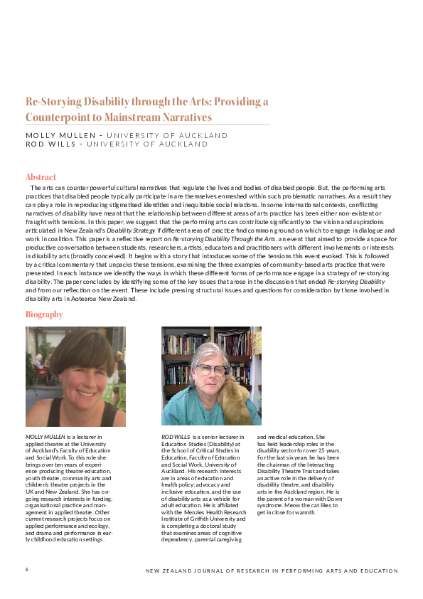 (PDF) Re-Storying Disability through the Arts: Providing a Counterpoint ...