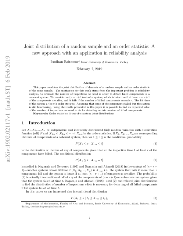 (PDF) Joint distribution of a random sample and an order statistic: A ...