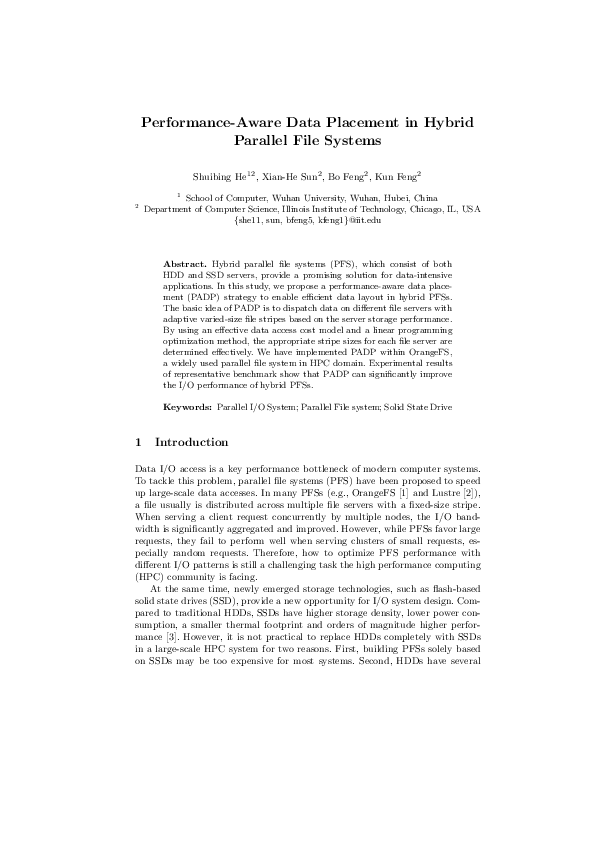 (PDF) Performance-Aware Data Placement in Hybrid Parallel File Systems