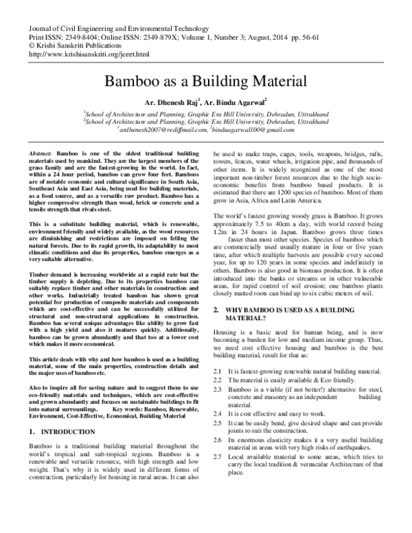 (PDF) Bamboo as a Building Material
