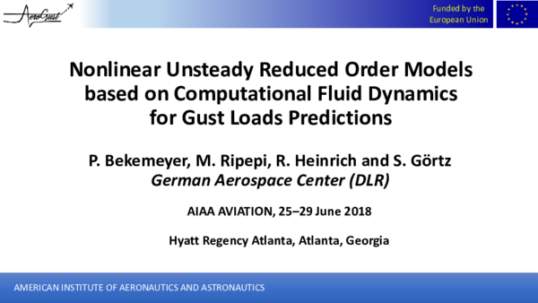 Pdf Nonlinear Unsteady Reduced Order Models Based On Computational Fluid Dynamics For Gust