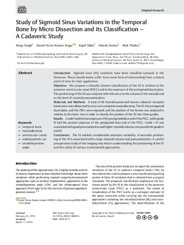 (PDF) Study of Sigmoid Sinus Variations in the Temporal Bone by Micro ...