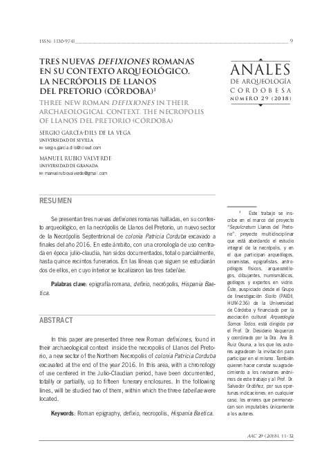 (PDF) Tres nuevas defixiones romanas en su contexto arqueológico. La ...