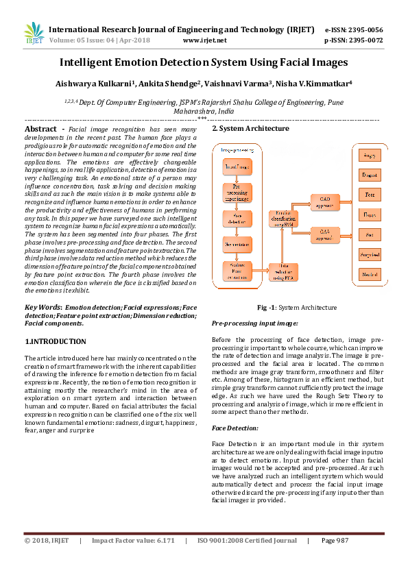 (PDF) Intelligent Emotion Detection System Using Facial Images