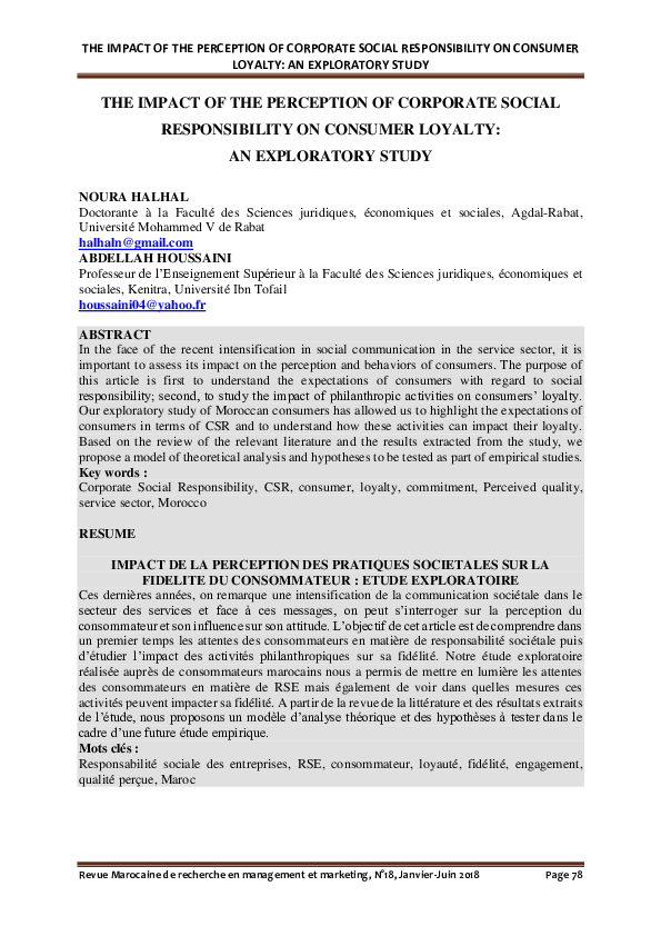 (PDF) The Impact of the Perception of Corporate Social Responsibility ...