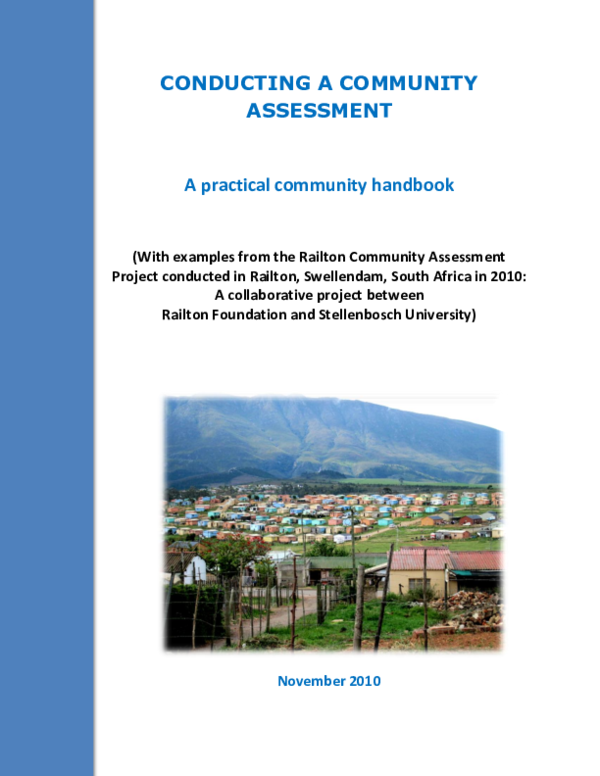 (PDF) Conducting a community assessment: a practical community handbook