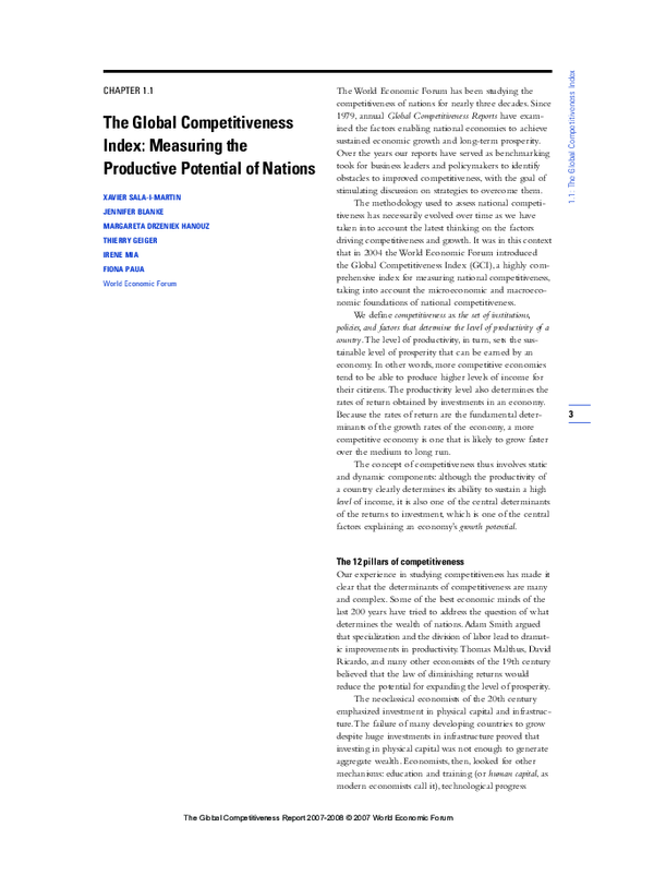 (PDF) The global competitiveness index: measuring the productive ...