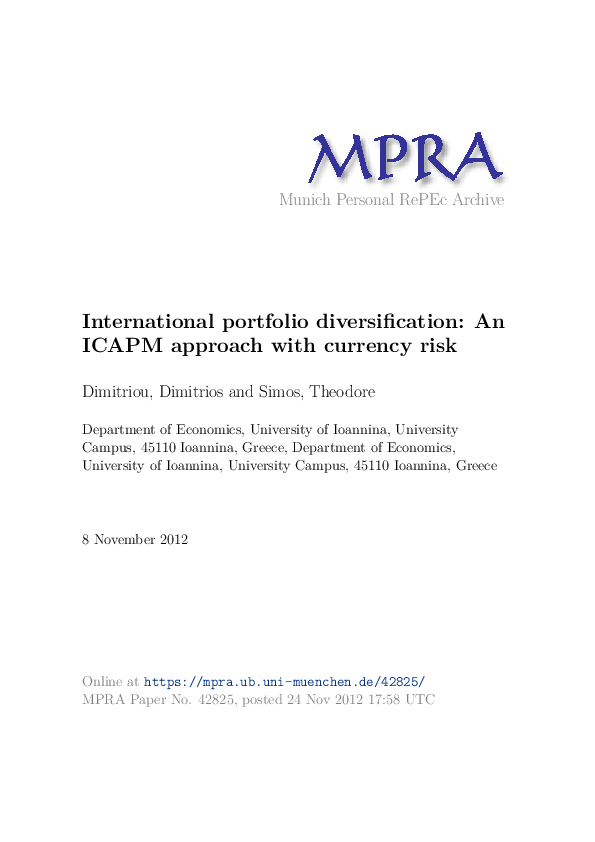 (PDF) International portfolio diversification: an ICAPM approach with ...