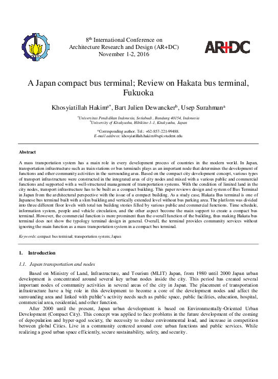 (PDF) A Japan compact bus terminal; Review on Hakata bus terminal, Fukuoka