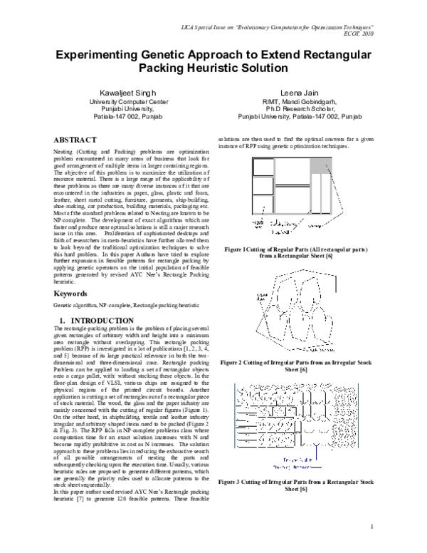 (PDF) Experimenting Genetic Approach to Extend Rectangular Packing ...