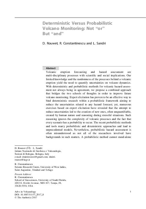 (PDF) Deterministic Versus Probabilistic Volcano Monitoring: Not “or ...