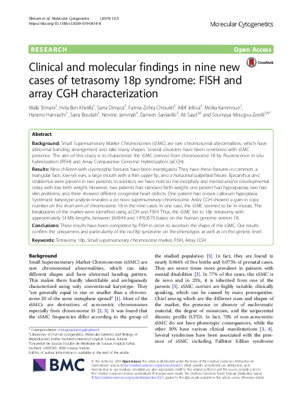 (PDF) Clinical and molecular findings in nine new cases of tetrasomy ...