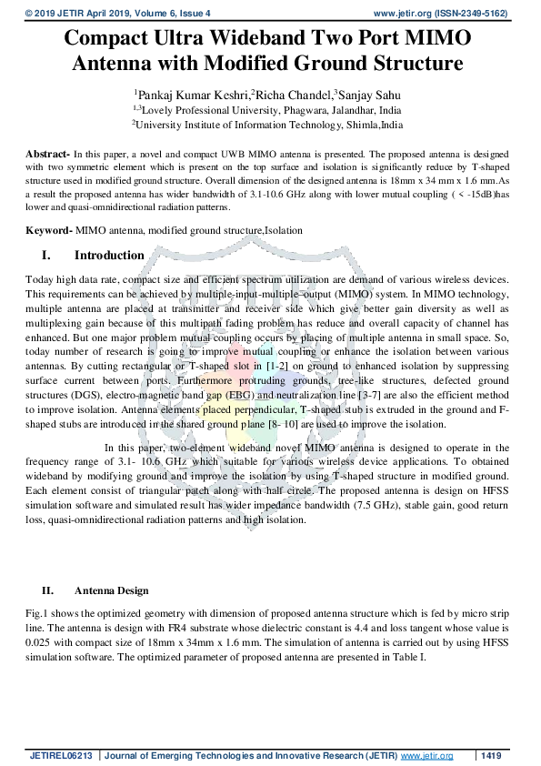 (PDF) Compact Ultra Wideband Two Port MIMO Antenna with Modified Ground Structure