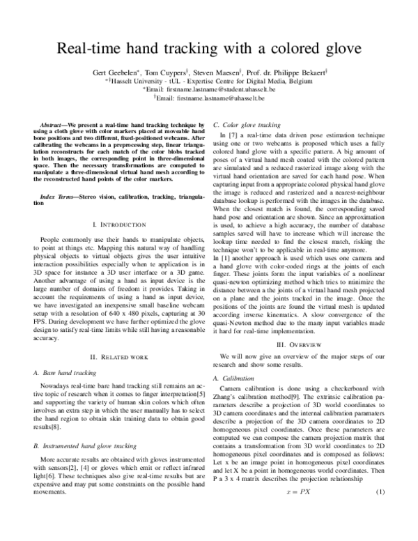 (PDF) Real-time hand tracking with a colored glove