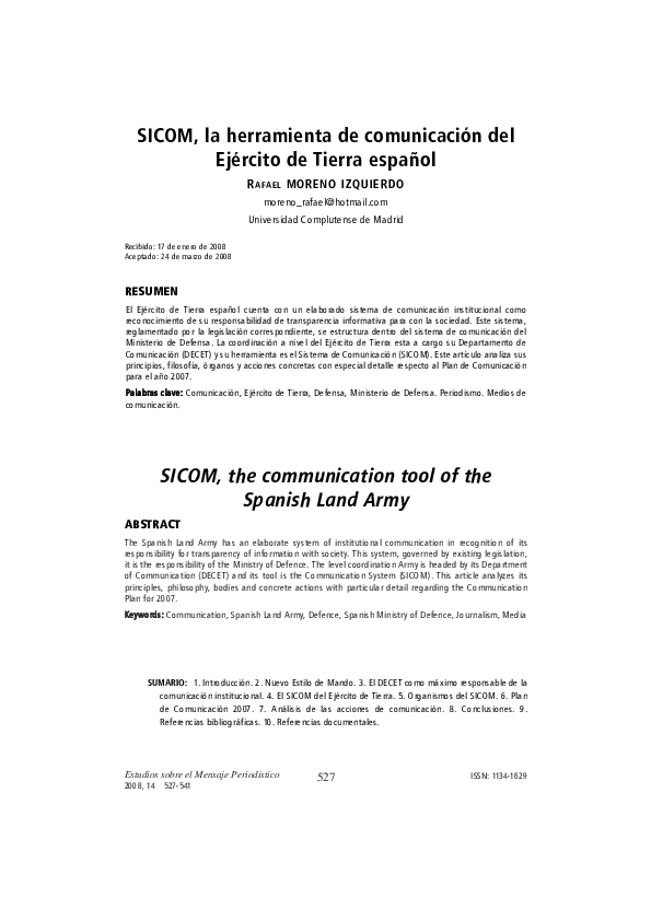 (PDF) SICOM, la herramienta de comunicación del Ejército de Tierra español | RAFAEL MORENO ...