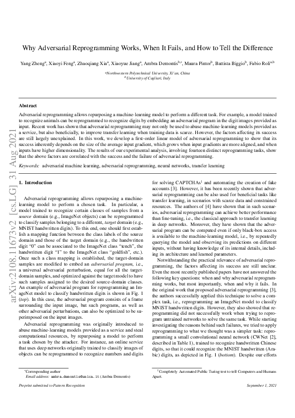(PDF) Why Adversarial Reprogramming Works, When It Fails, and How to Tell the Difference