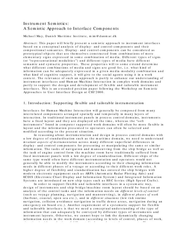 (PDF) Instrument semiotics: a semiotic approach to interface components