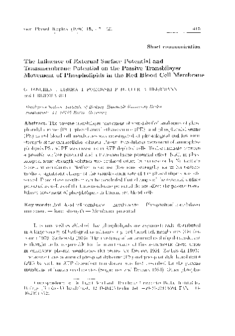 (PDF) The influence of external surface potential and transmembrane ...