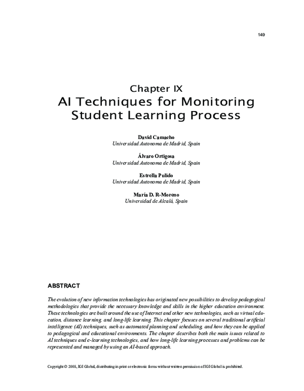 (PDF) Chapter IX AI Techniques for Monitoring Student Learning Process