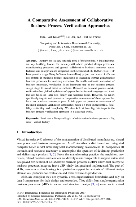 (PDF) A Comparative Assessment of Collaborative Business Process Verification Approaches