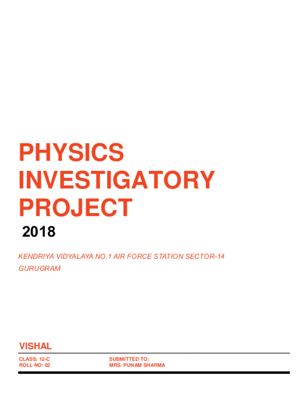 (PDF) PHYSICS INVESTIGATORY PROJECT
