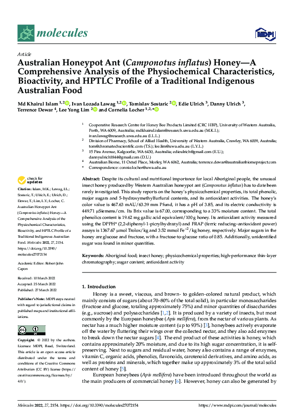 (PDF) Australian Honeypot Ant (Camponotus inflatus) Honey—A ...