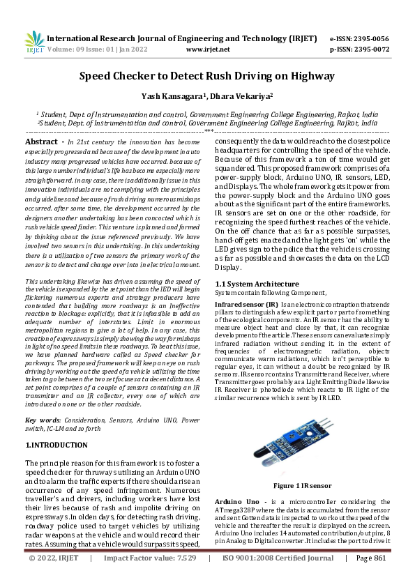 (PDF) Speed Checker to Detect Rush Driving on Highway