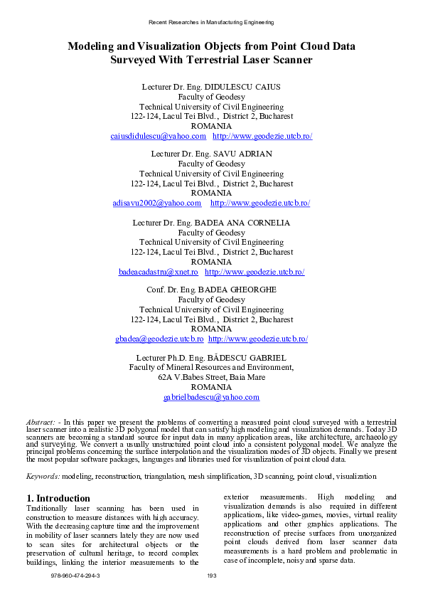 (PDF) Modeling and Visualization Objects from Point Cloud Data Surveyed ...