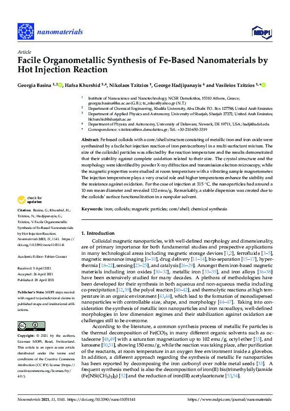 (PDF) Facile Organometallic Synthesis of Fe-Based Nanomaterials by Hot ...