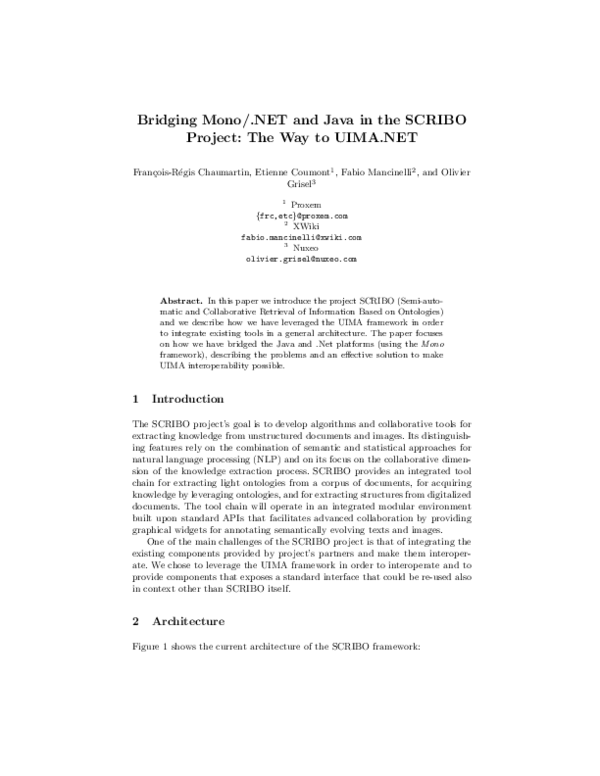 (PDF) Bridging Mono/. NET and Java in the SCRIBO Project: The Way to ...