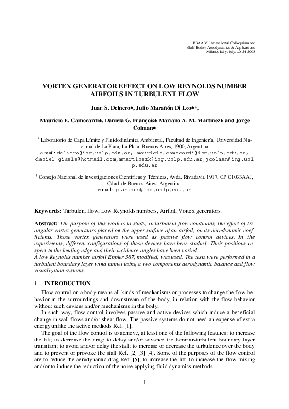 (PDF) Vortex Generators Effect on Low Reynolds Number Airfoils in ...