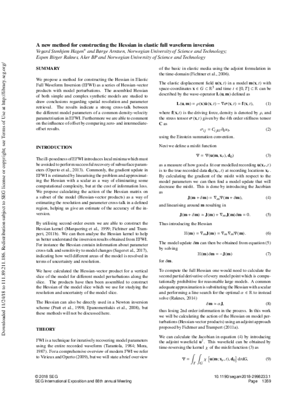 (PDF) A new method for constructing the Hessian in elastic full ...