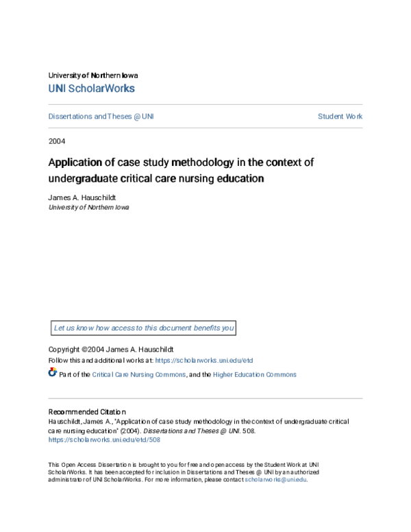 (PDF) Application of case study methodology in the context of ...