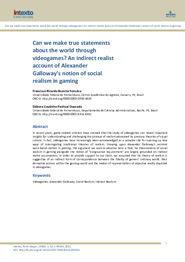 (PDF) Can we make true statements about the world through videogames ...