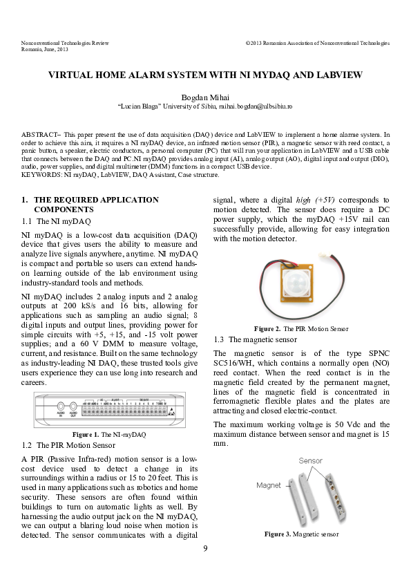 (PDF) Virtual Home Alarm System with Ni Mydaq and Labview