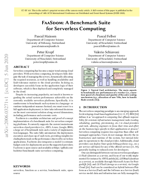 (PDF) FaaSdom: a benchmark suite for serverless computing