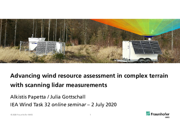(PDF) Advancing wind resource assessment in complex terrain with scanning lidar measurements