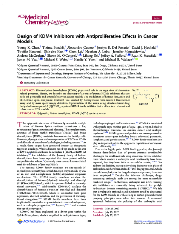 (PDF) Design of KDM4 Inhibitors with Antiproliferative Effects in ...
