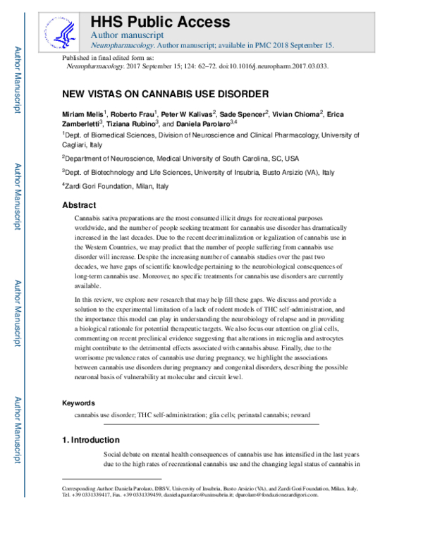 (PDF) New vistas on cannabis use disorder