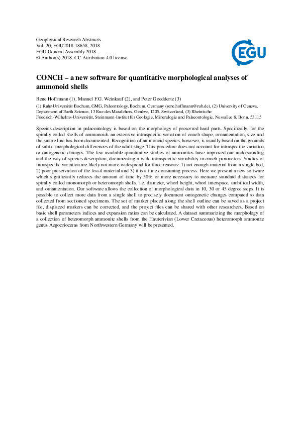(PDF) Conch - a New Software for Quantitative Morphological Analyses of ...