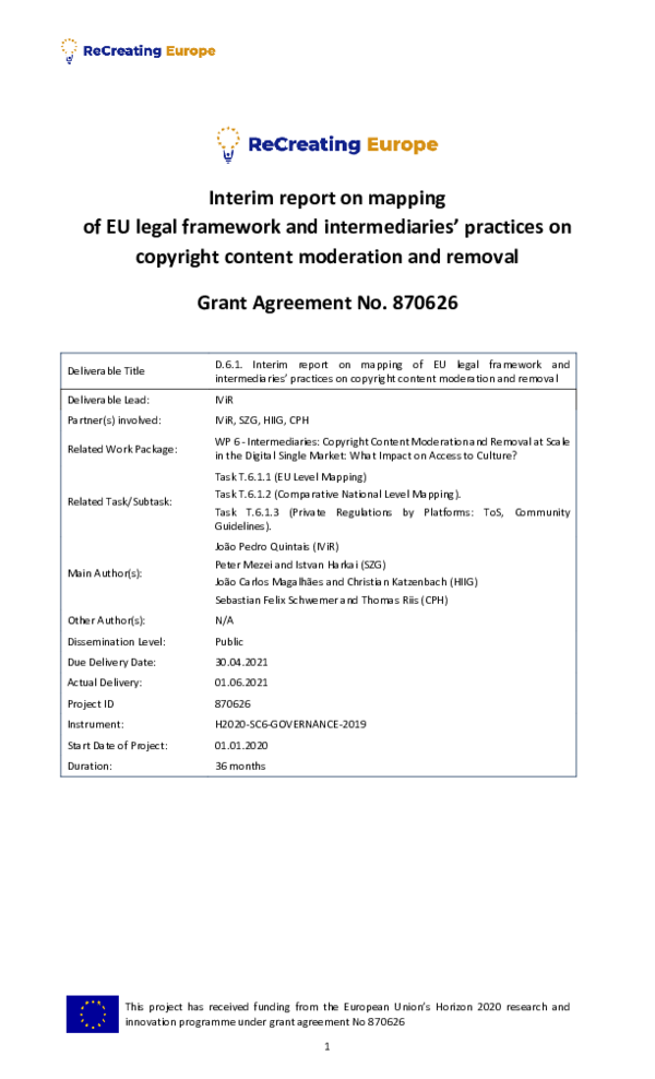 (PDF) D6.1 Interim report on mapping of EU legal framework and ...