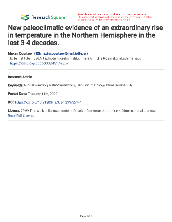 (PDF) New paleoclimatic evidence of an extraordinary rise in ...