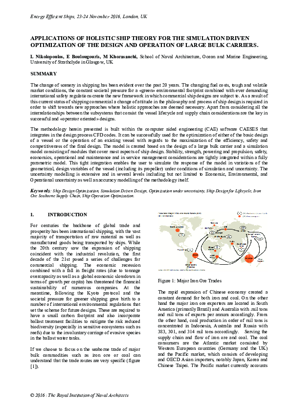 (PDF) Applications of holistic ship theory for the simulation driven optimization of the design ...