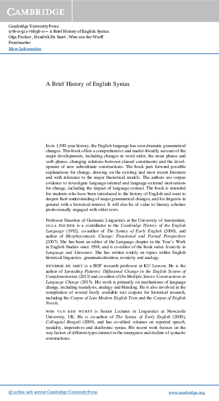 (PDF) A Brief History of English Syntax