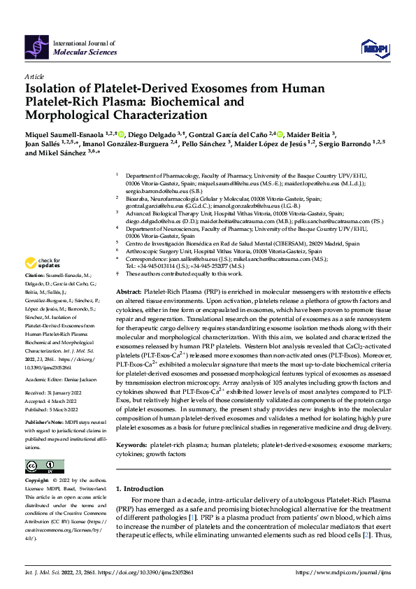 (PDF) Isolation of Platelet-Derived Exosomes from Human Platelet-Rich ...