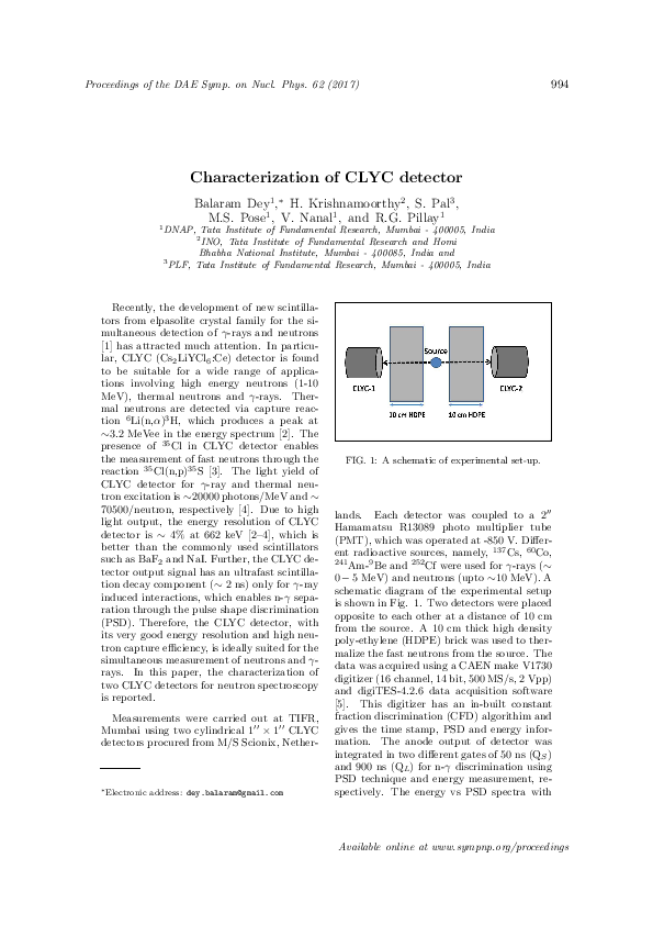 (PDF) Characterization of CLYC detector