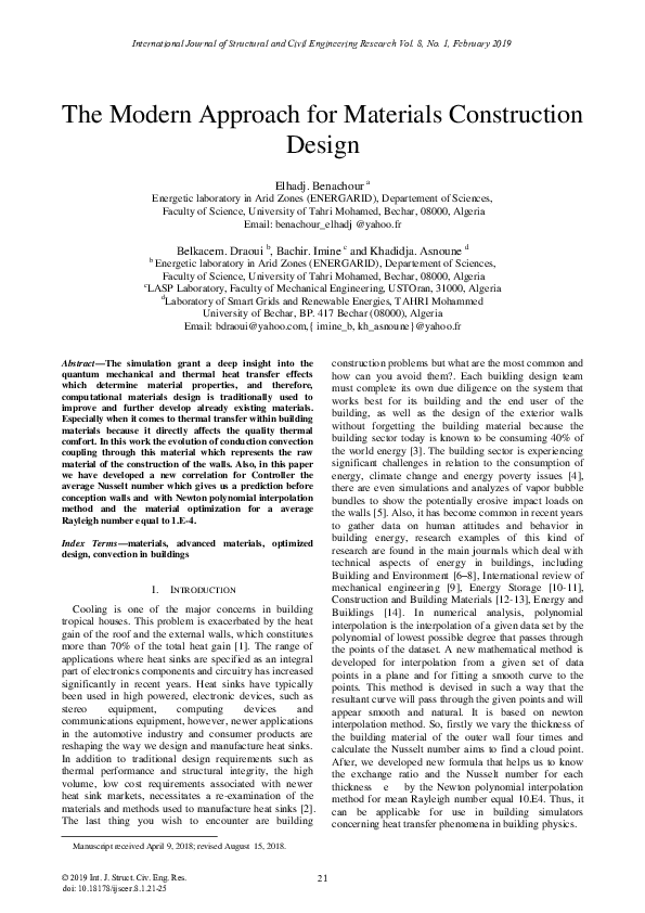 (PDF) The Modern Approach for Materials Construction Design