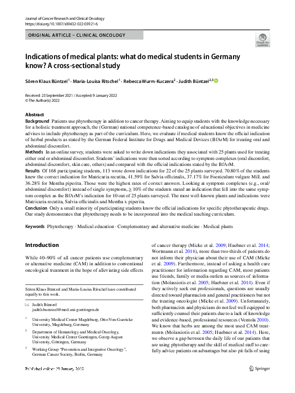 (PDF) Indications of medical plants: what do medical students in ...