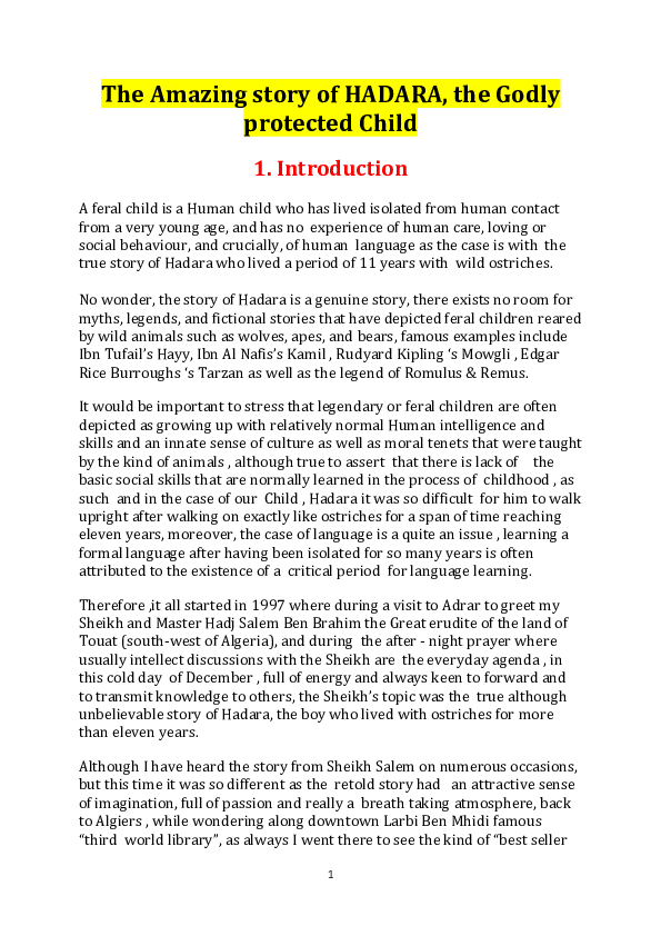 (PDF) The Amazing story of HADARA, the Godly protected Child | رحمة ...